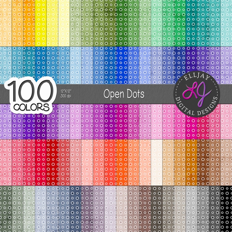 Open Polka Dots Digital Paper Pack. 100 Color Pattern. Digital ...