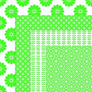 Lime Green Floral Digital Paper Pack: 32 Seamless Scrapbook Backgrounds ...