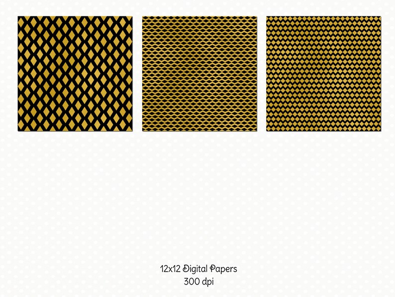 Black & Gold Digital Paper Kit With Gold Foil Texture. Diamond ...