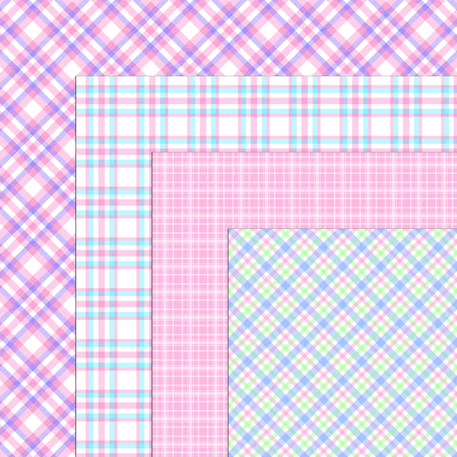 Bright Pastel Plaid Digital Paper. Easter Plaid. Seamless Bright Pastel ...