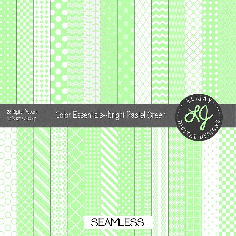 Pastel Green Digital Paper With Light Texture. Seamless Green Scrapbook ...