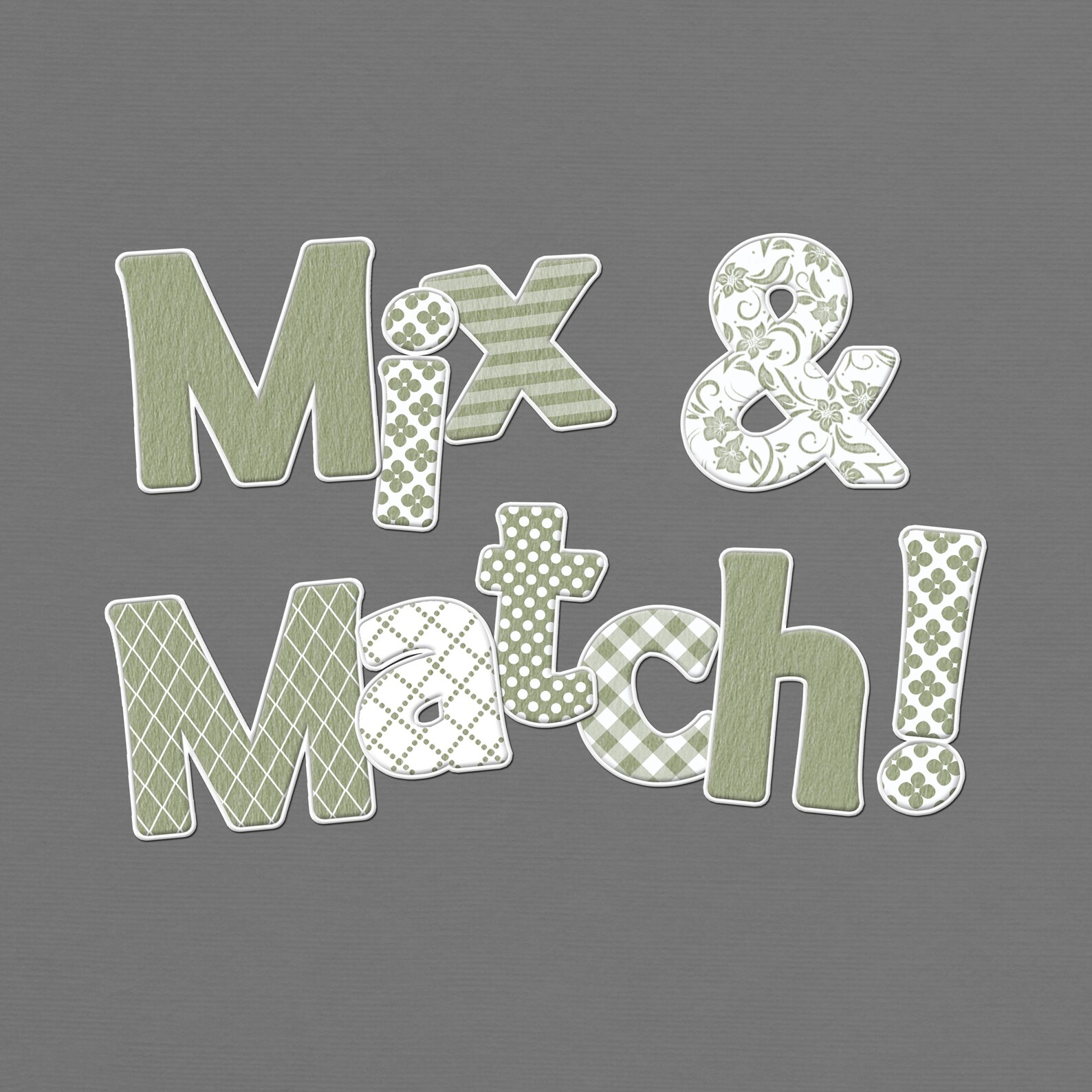 Sage Green Patterns Digital Alphabets. Individual Files PNG Alpha ...