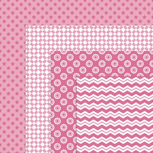 Seamless Pink Digital Paper. Polka Dot, Star, Chevron, Floral ...