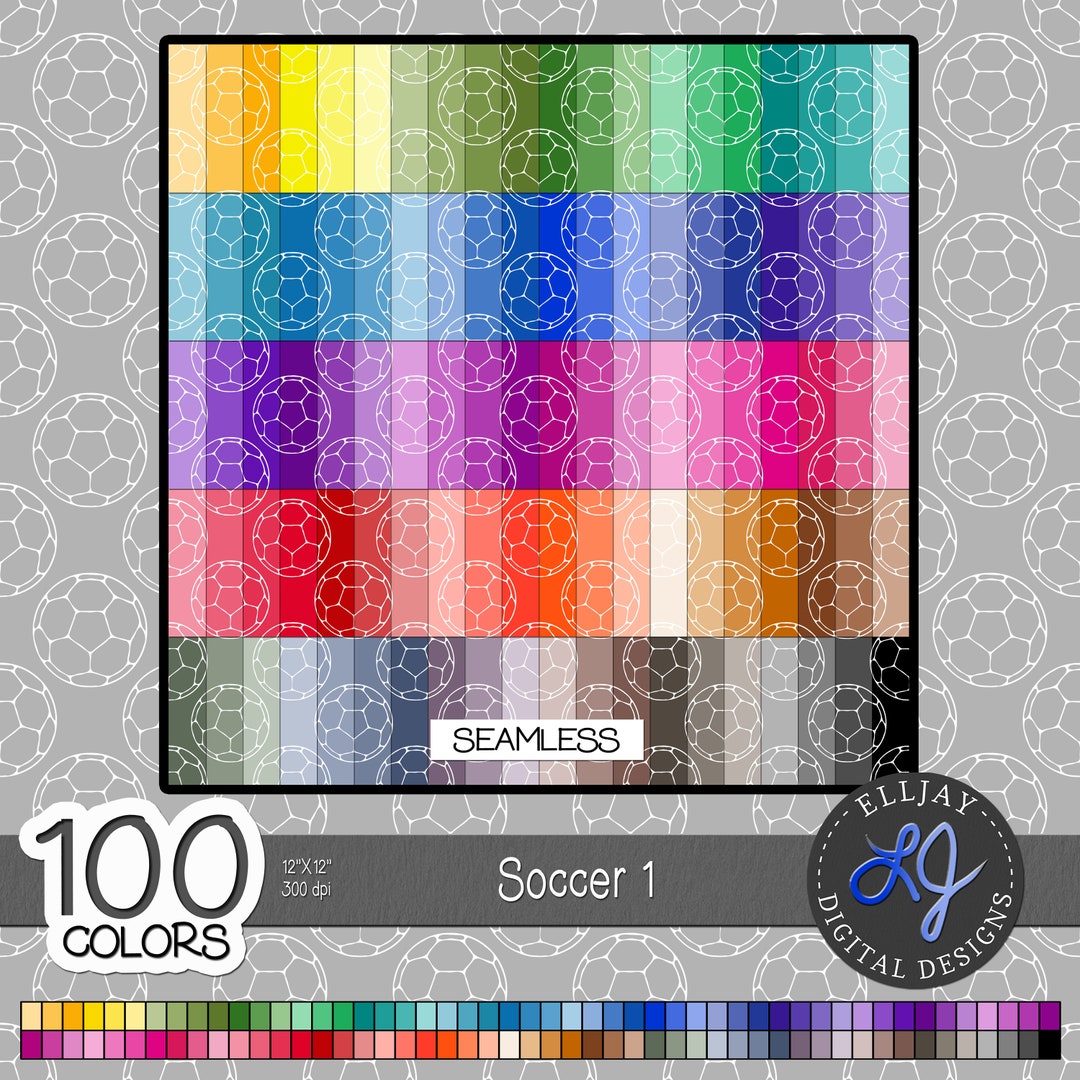 Soccer Ball Digital Paper Pack 100 Colors. Soccer Ball Scrapbook Paper ...