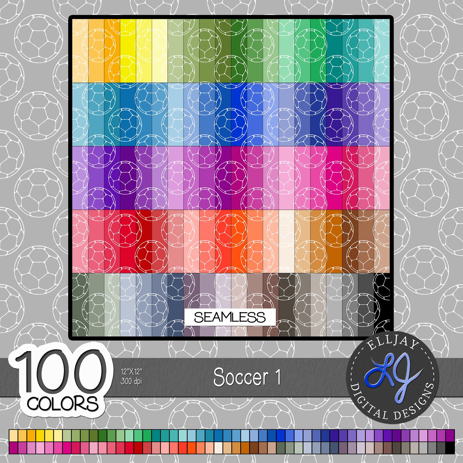 Soccer Ball Digital Paper Pack 100 Colors. Soccer Ball Scrapbook Paper ...