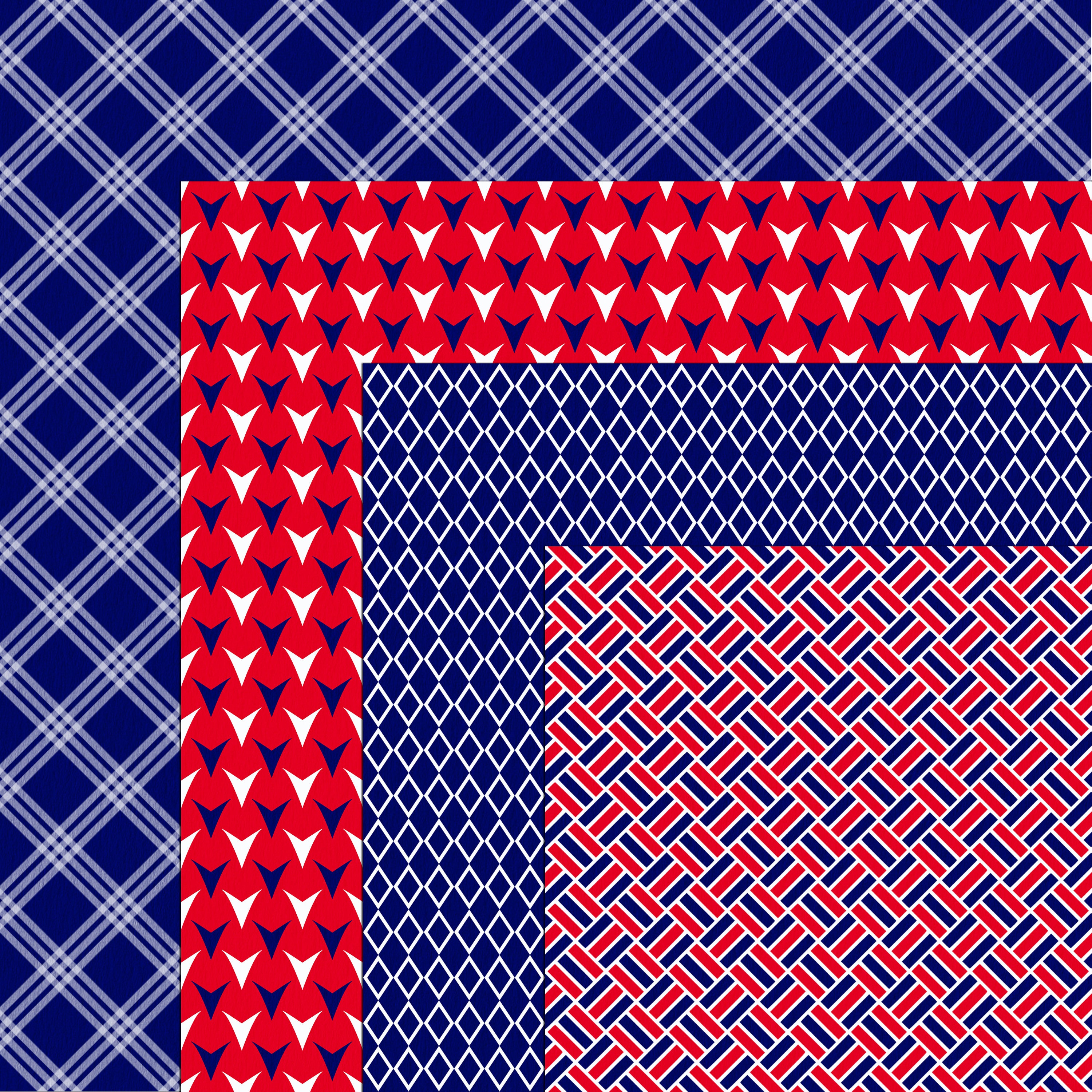 Patriotic Digital Paper: Red, White & Blue Scrapbook Patterns (digital ...