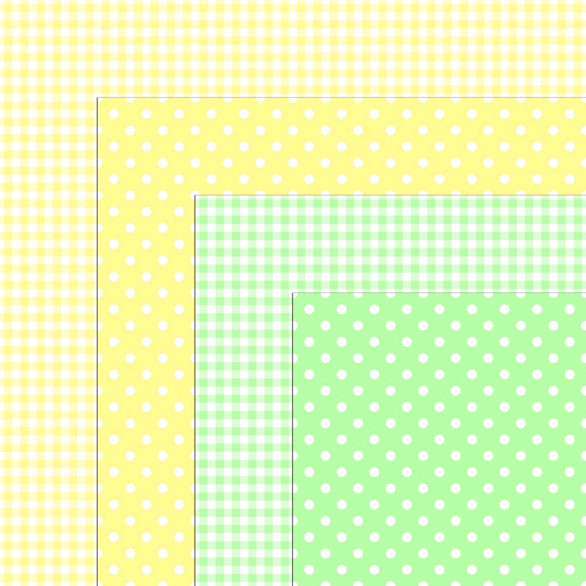 Pastel Gingham & Polka Dot Digital Paper: Spring Backgrounds (digital ...