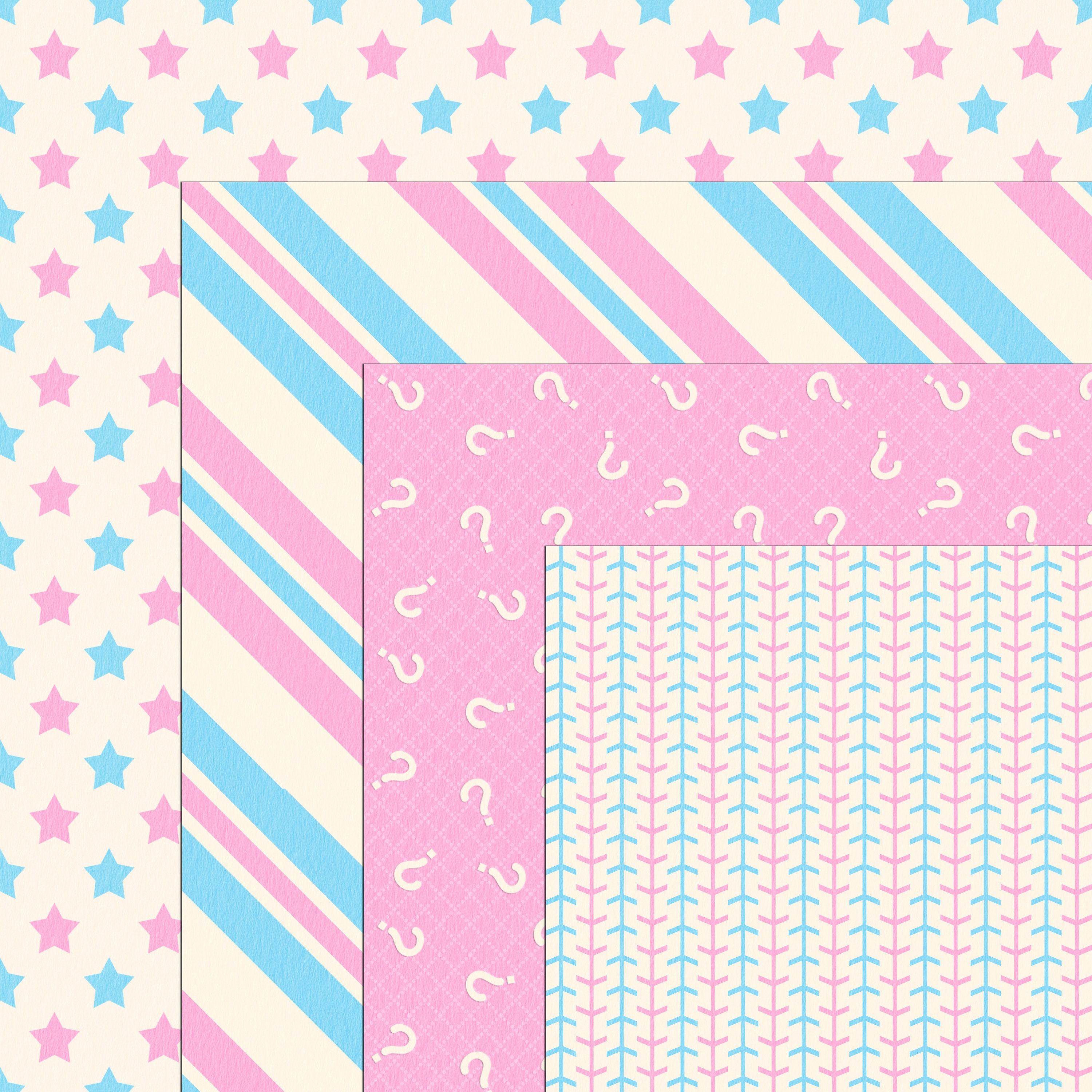 Gender Reveal Digital Paper Pack. Pink and Blue Gender Reveal Scrapbook ...
