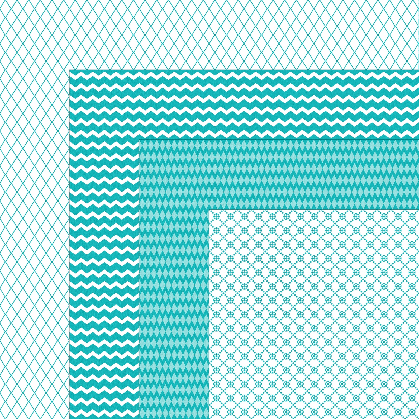 Turquoise Digital Paper Kit With Light Texture. Seamless Scrapbook ...