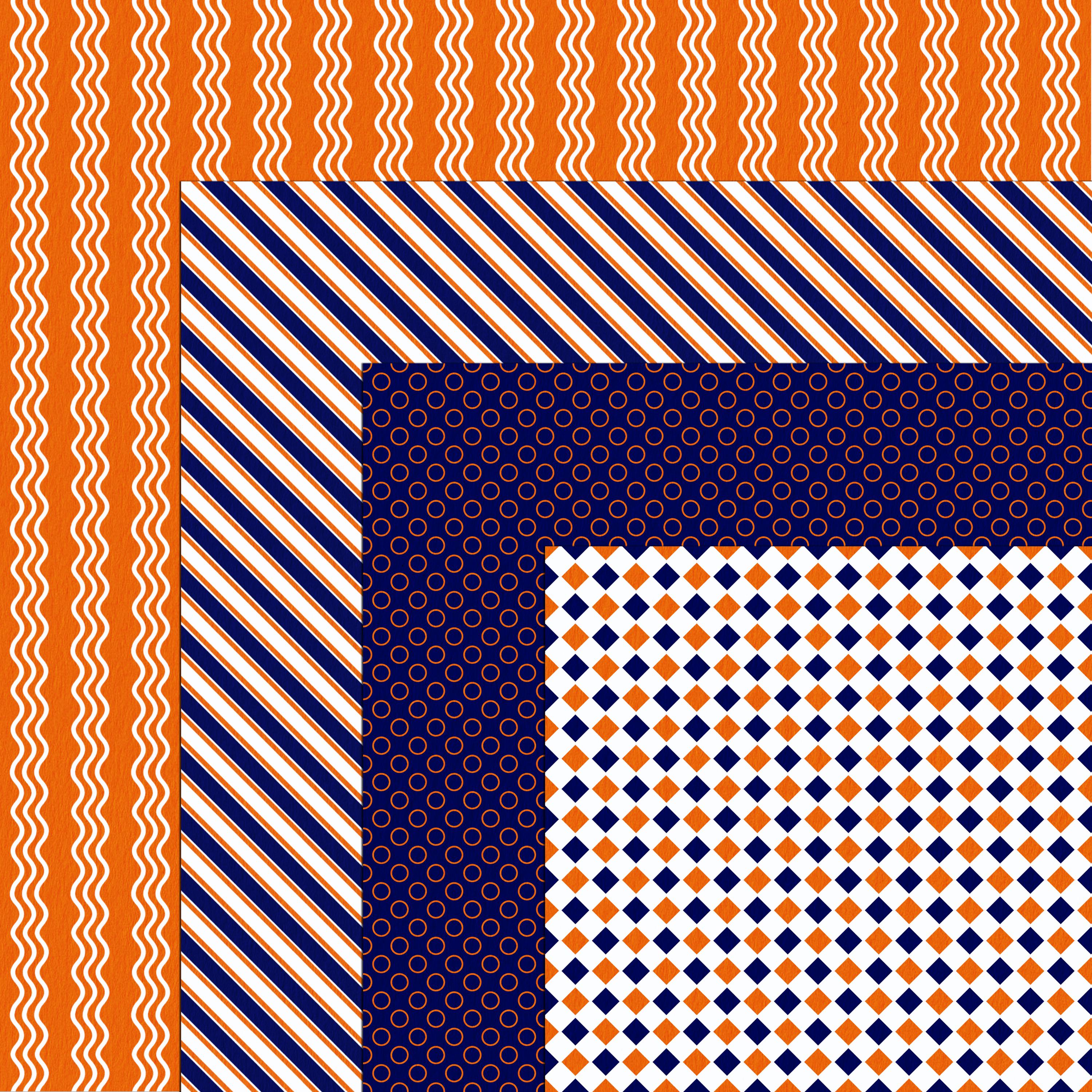 Orange & Navy Blue Digital Paper Pack. Seamless Patterns. (digital ...