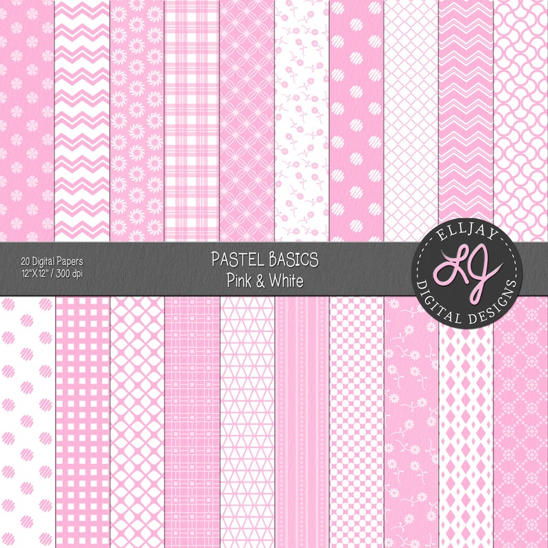 Pastel Pink Digital Paper Pack With Light Texture. Pink Scrapbook Paper ...