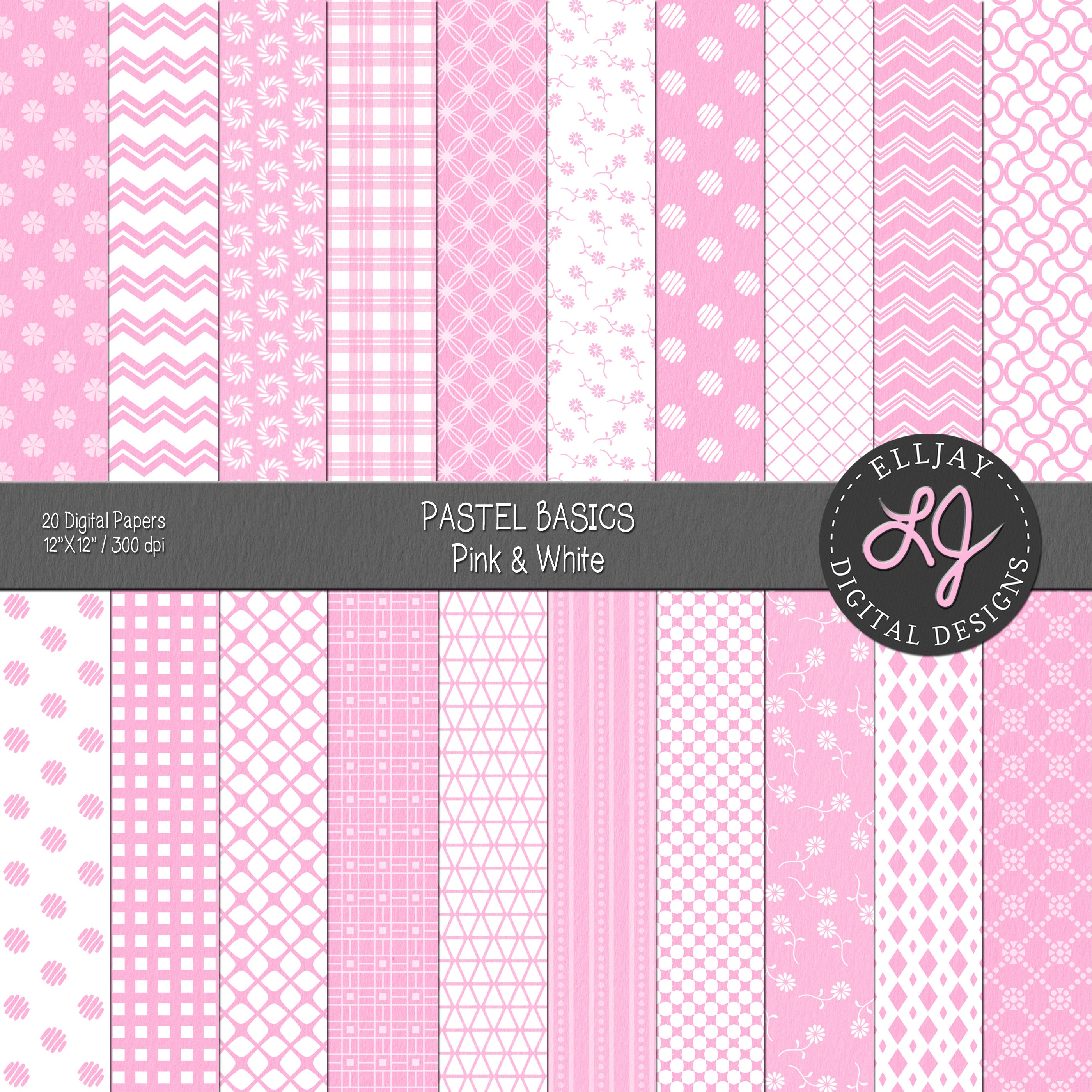 Pastel Pink Digital Paper Pack With Light Texture. Pink Scrapbook Paper ...