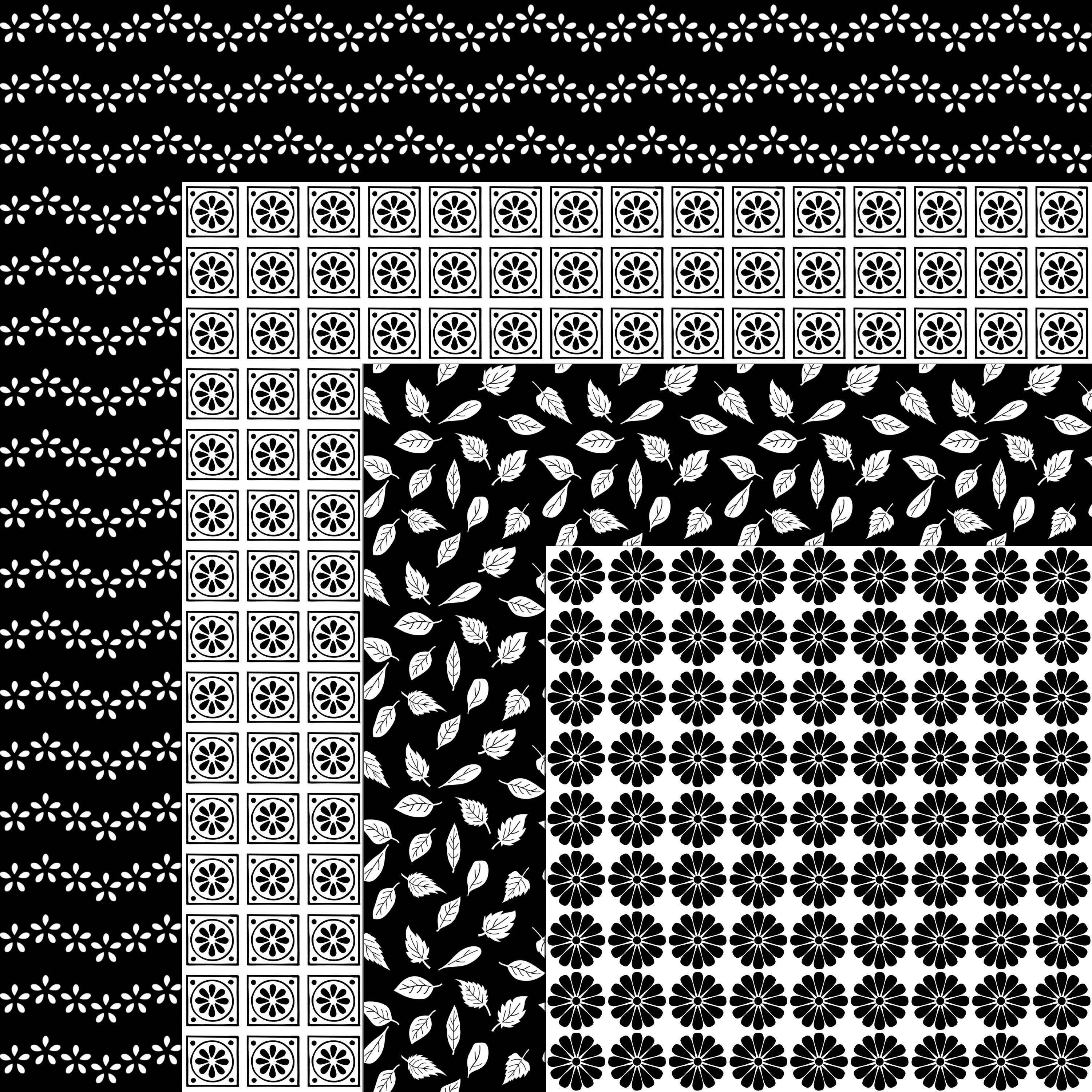 Black & White Floral Digital Paper Pack. 32 Black and White - Etsy