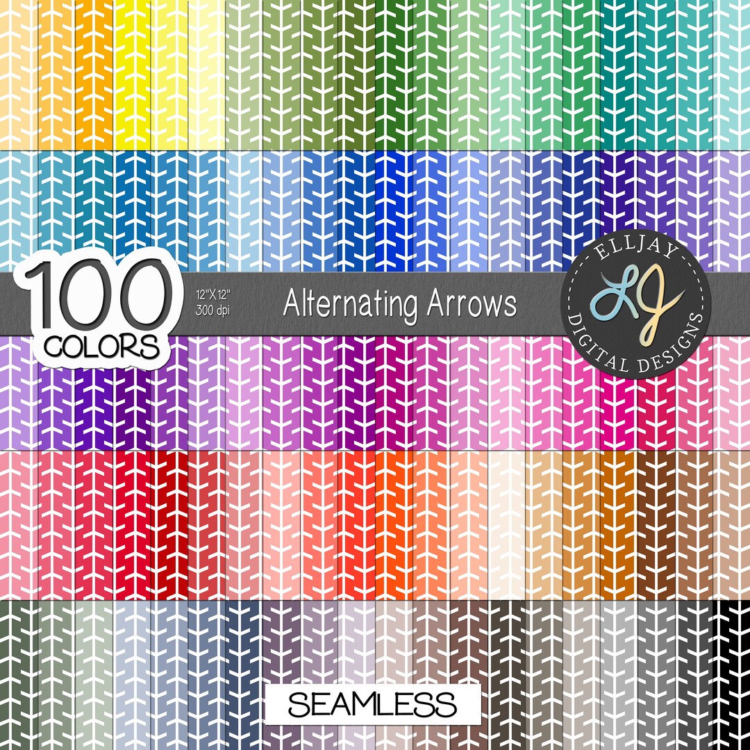 Rainbow Arrows Digital Paper Pack: 100 Seamless Patterns (digital ...