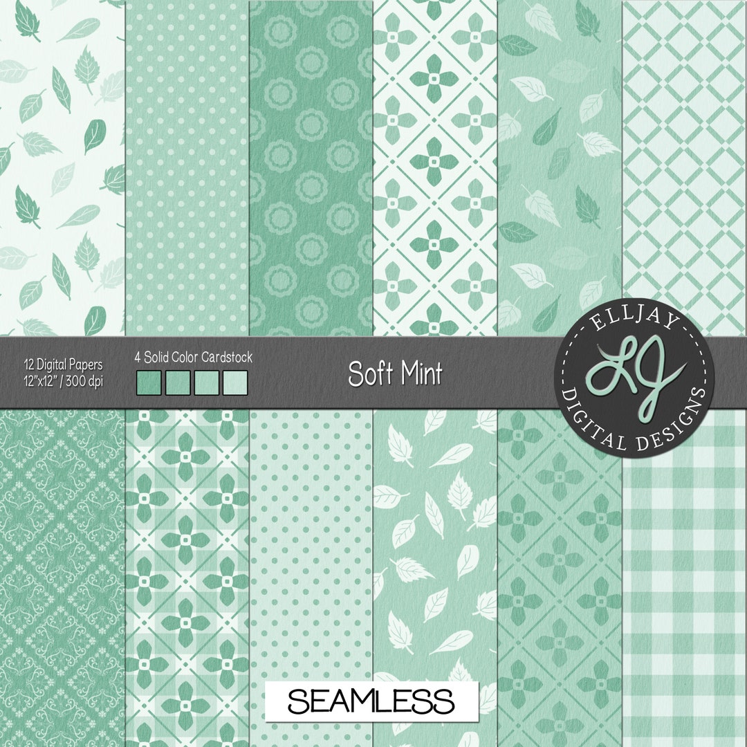 Mint Green Digital Paper Pack. Textured Digital Backgrounds. Mint ...