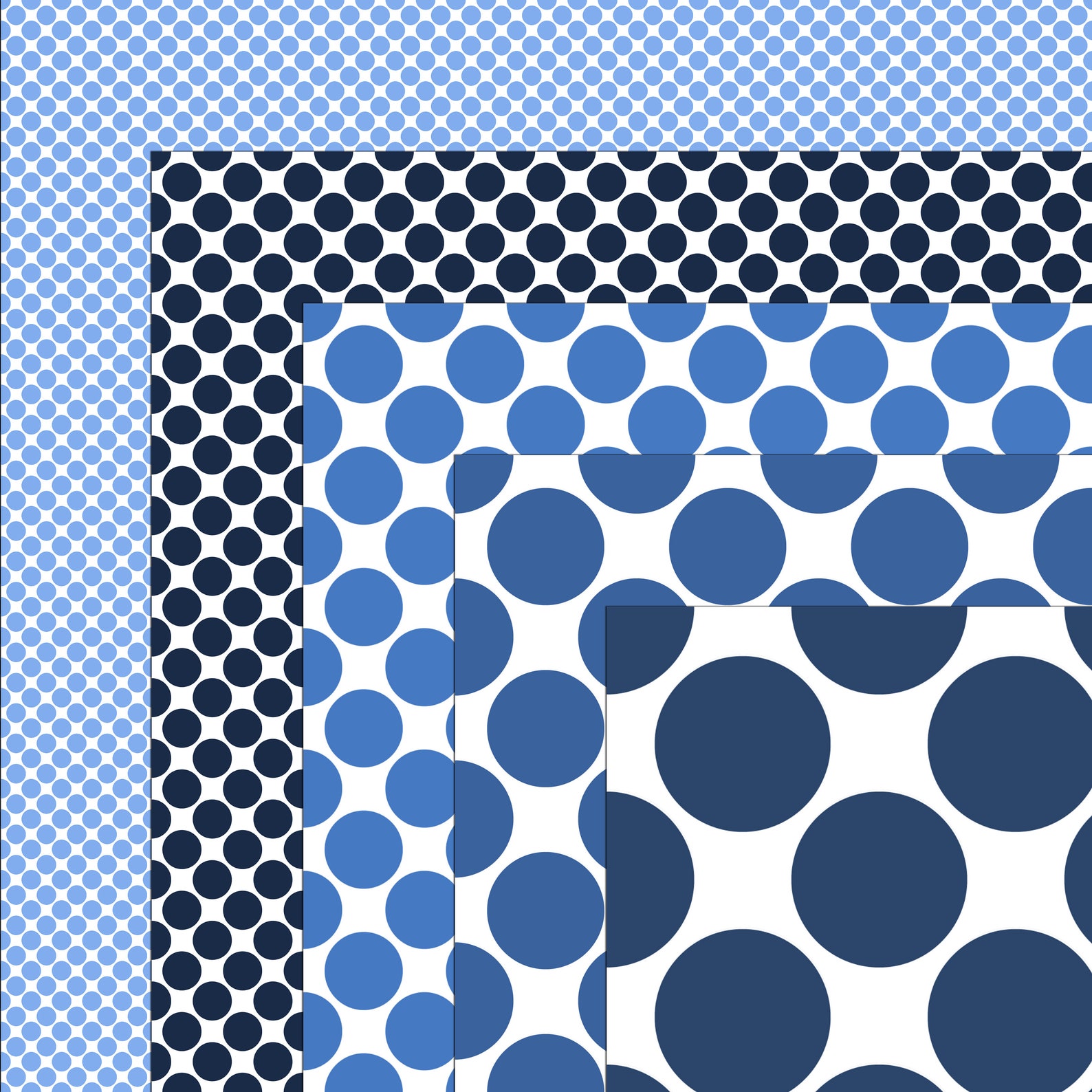 Blue & White Polka Dot Digital Paper Pack. 30 Polka Dot Patterns. Baby ...
