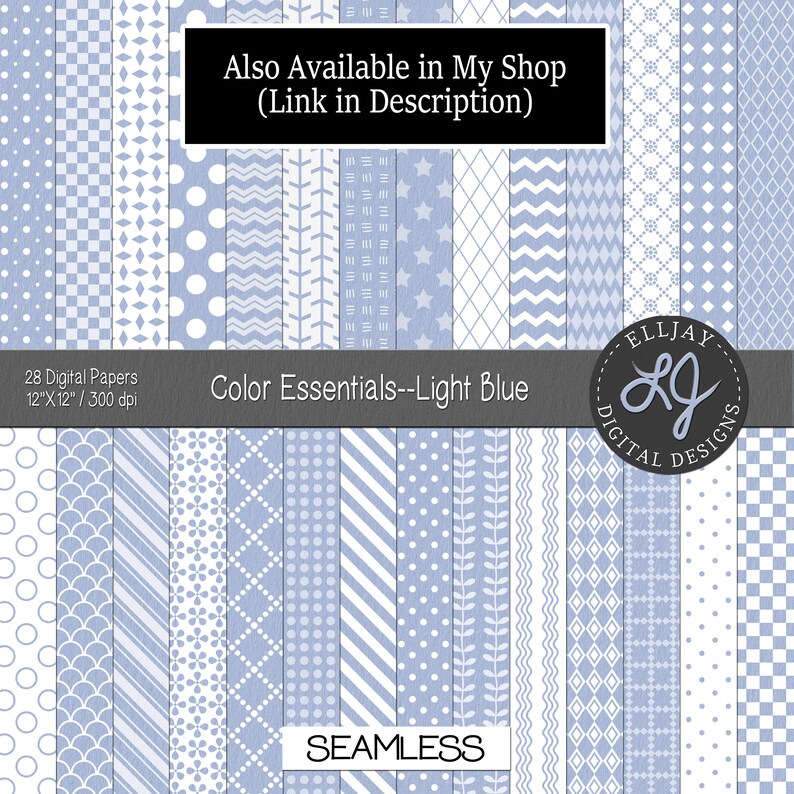 Light Blue & White Floral Digital Paper Pack. 32 Light Blue White ...