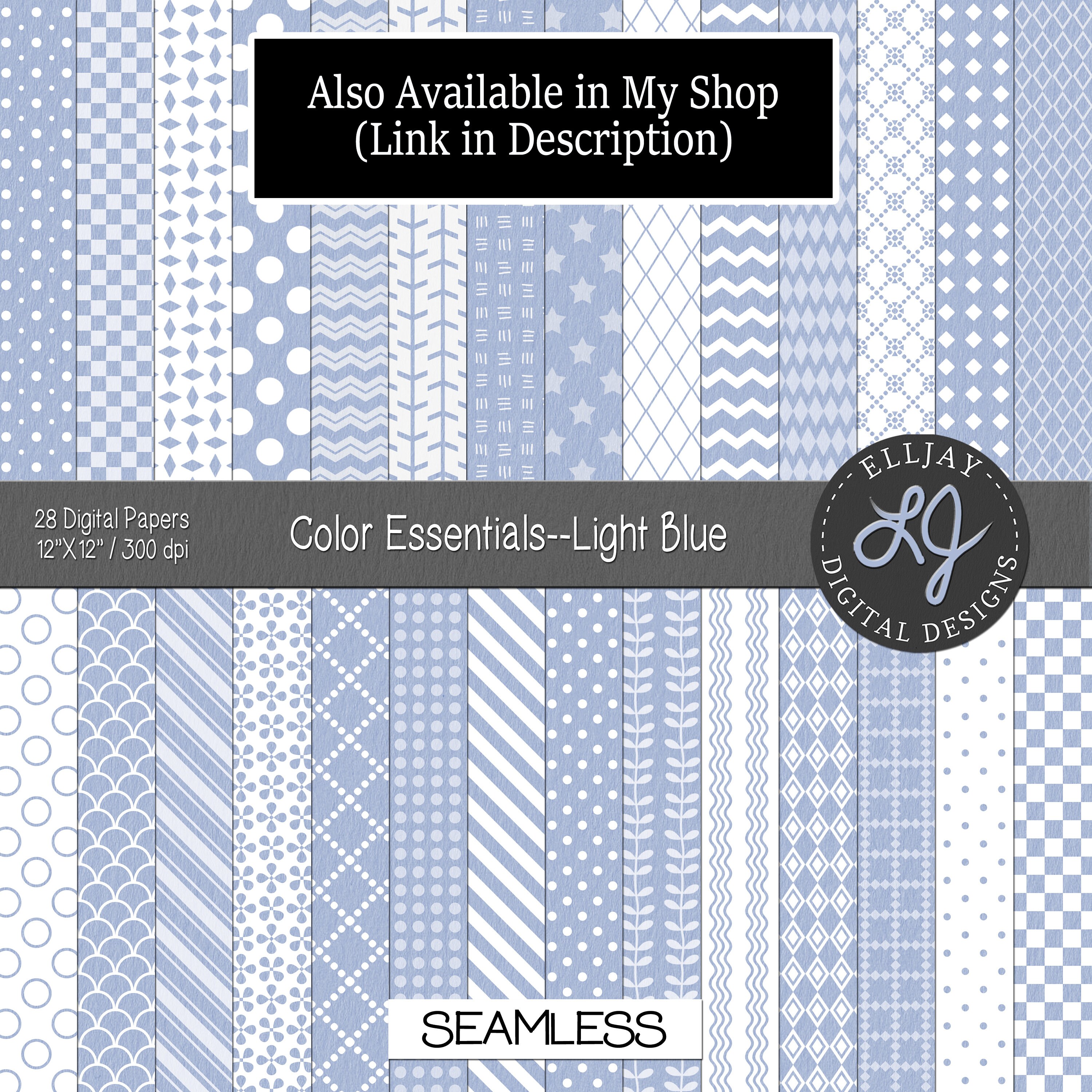 Light Blue & White Floral Digital Paper Pack. 32 Light Blue White ...