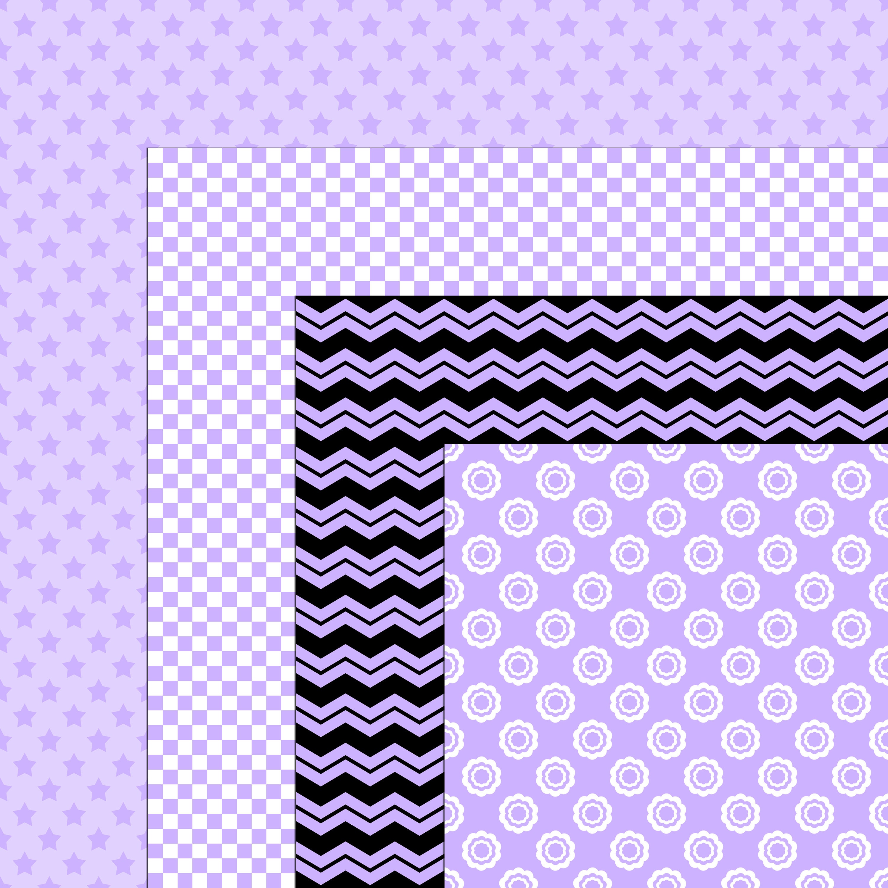 Lavender Seamless Digital Paper Pack: Floral, Polka Dot, Chevron ...