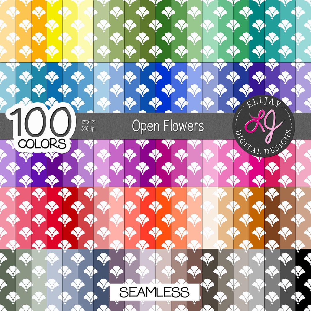 Floral Digital Paper Pack. 100 Colors. Seamless Floral Patterns. Card ...