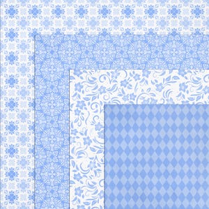 Pastel Blue Damask Digital Paper Pack: Vintage Floral Patterns (digital ...