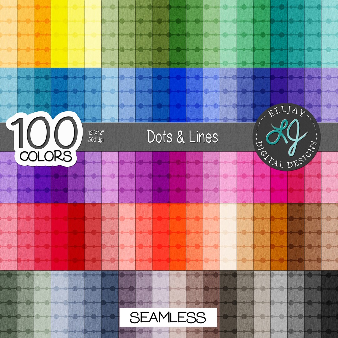 Dots and Lines Digital Paper: 100 Colors, Seamless Patterns (digital ...