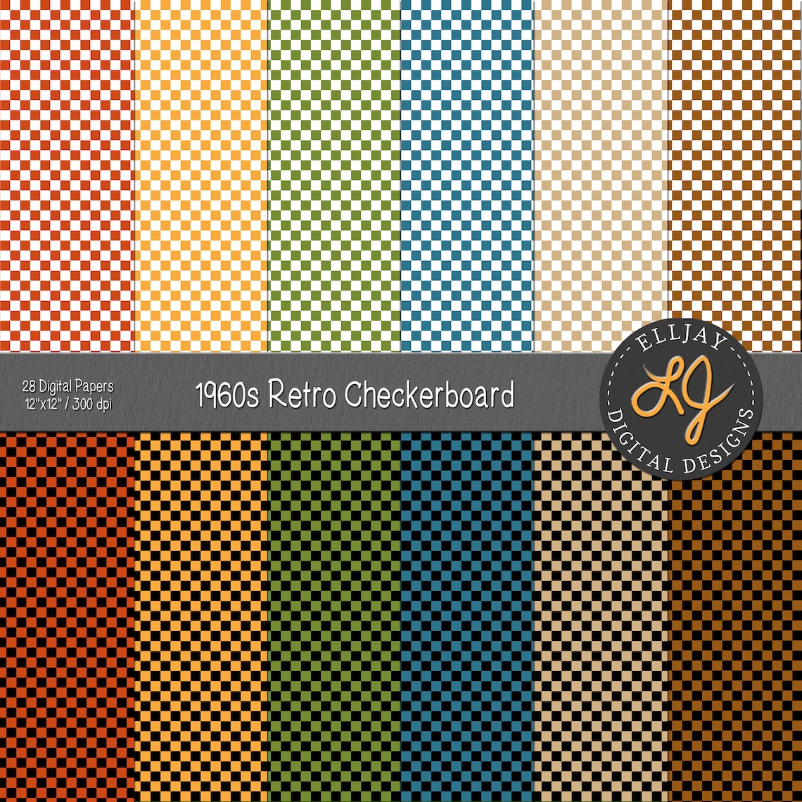 Seamless Retro Checkerboard Digital Paper. Checkerboard Pattern in 1960 ...