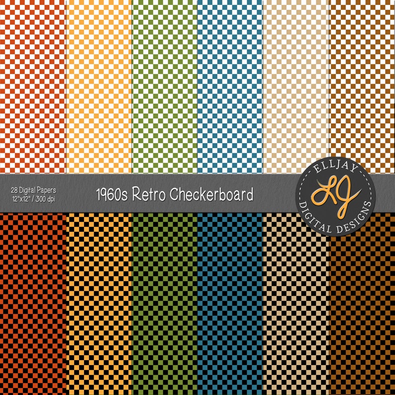 Seamless Retro Checkerboard Digital Paper. Checkerboard Pattern in 1960 ...