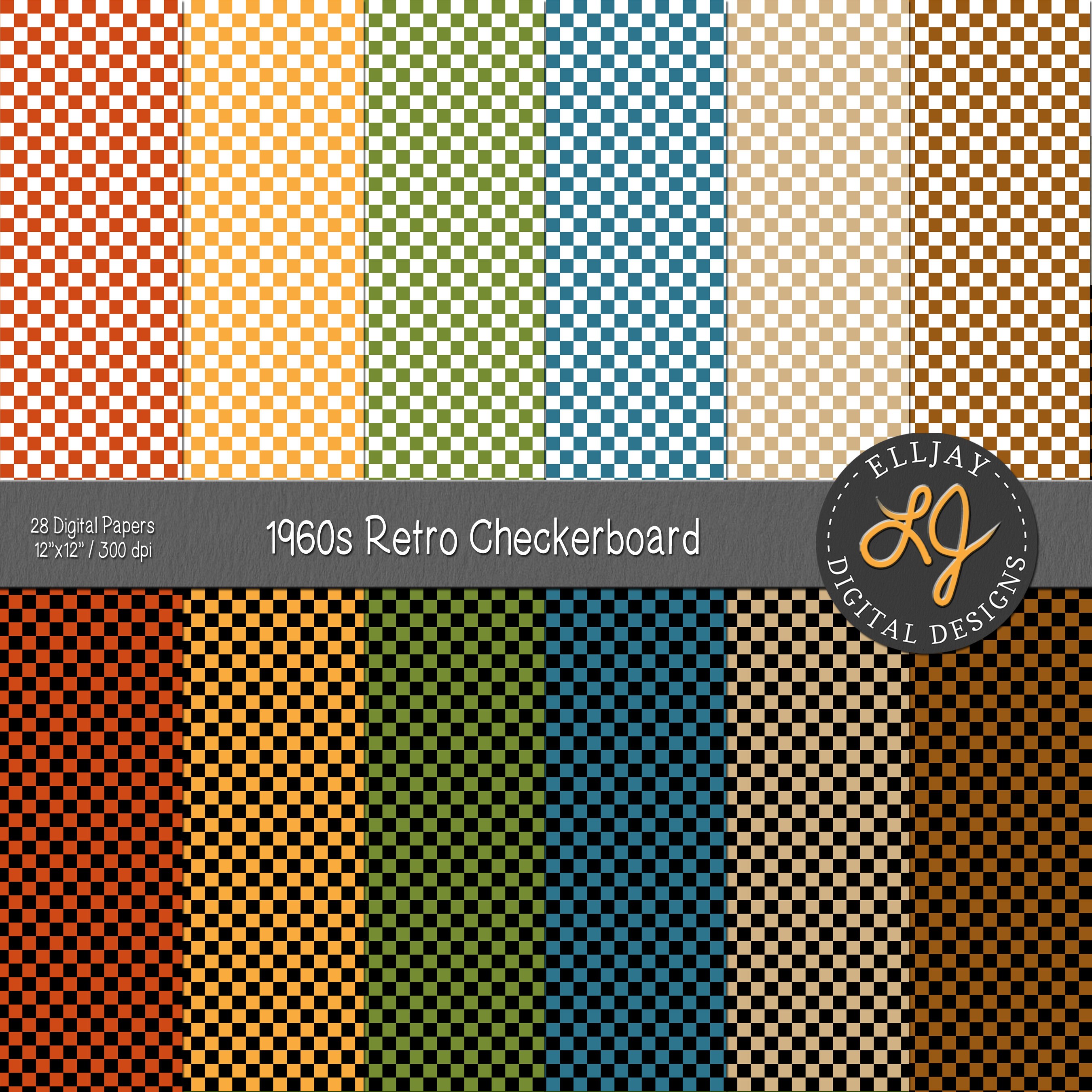 Seamless Retro Checkerboard Digital Paper. Checkerboard Pattern in 1960 ...