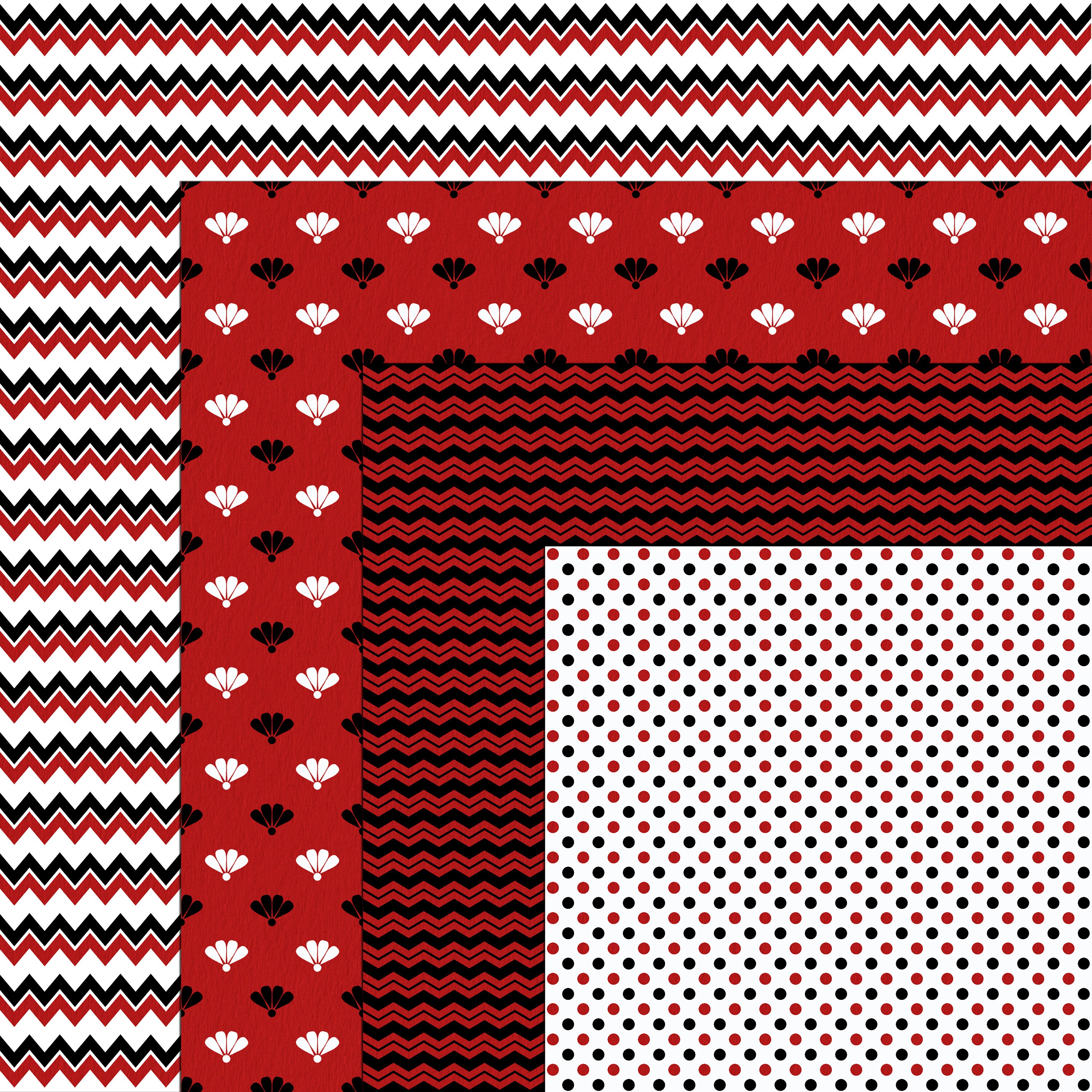 Red and Black Digital Paper Pack: Seamless Patterns (digital Download ...
