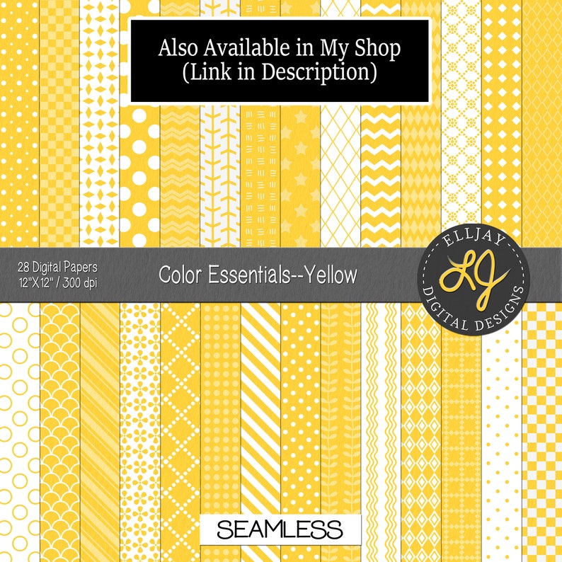 Yellow Floral Digital Paper Pack: Seamless Scrapbook Patterns (digital ...