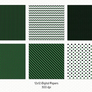 Black White and Green Digital Paper Pack. Patterns - Etsy