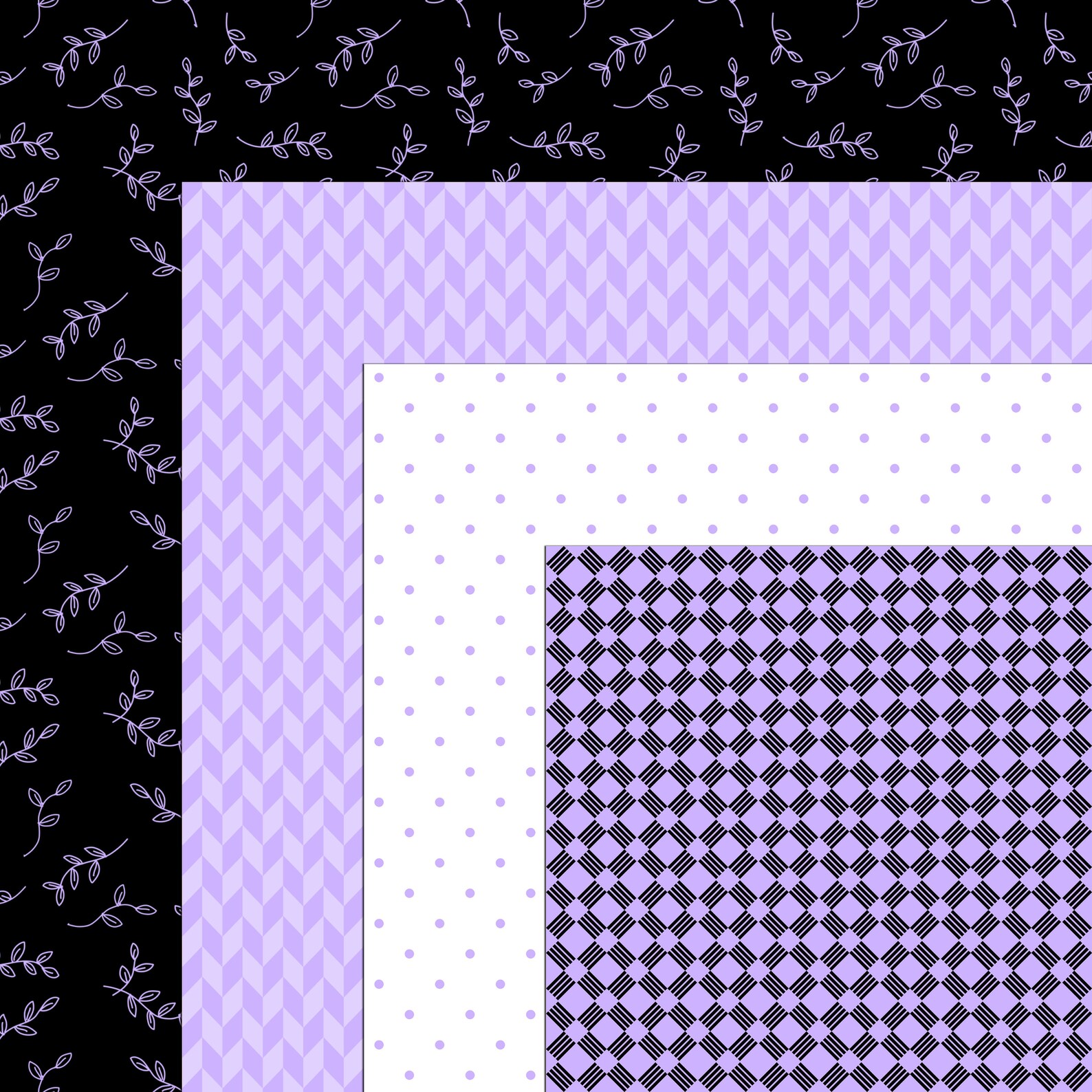 Lavender Seamless Digital Paper Pack: Floral, Polka Dot, Chevron ...