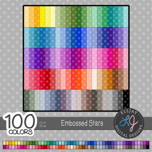 Embossed Stars Digital Paper Pack. 100 Rainbow Colors. Printable ...