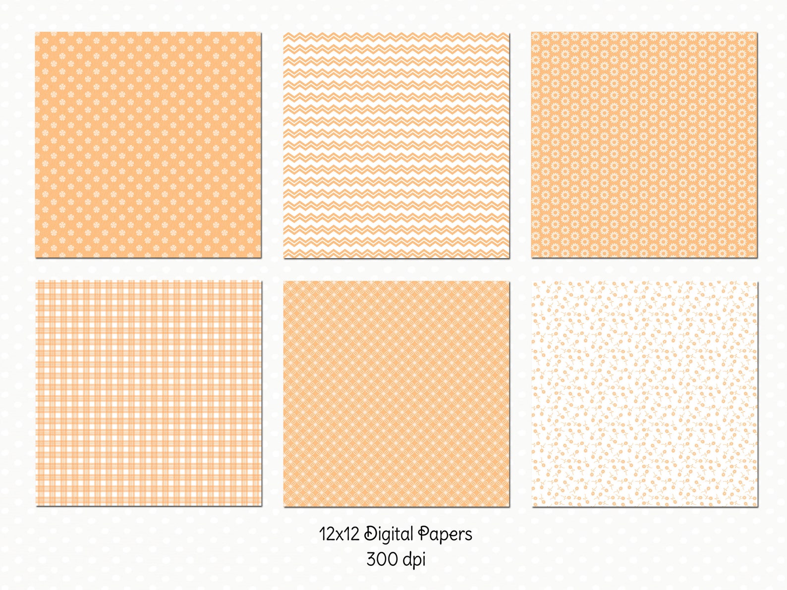 Pastel Orange Digital Paper Pack: Light Texture Scrapbook Backgrounds ...