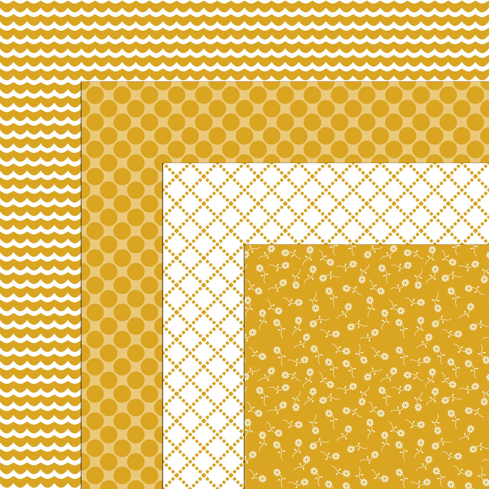 Goldenrod Yellow Digital Paper Pack. Seamless Yellow Scrapbook Paper ...