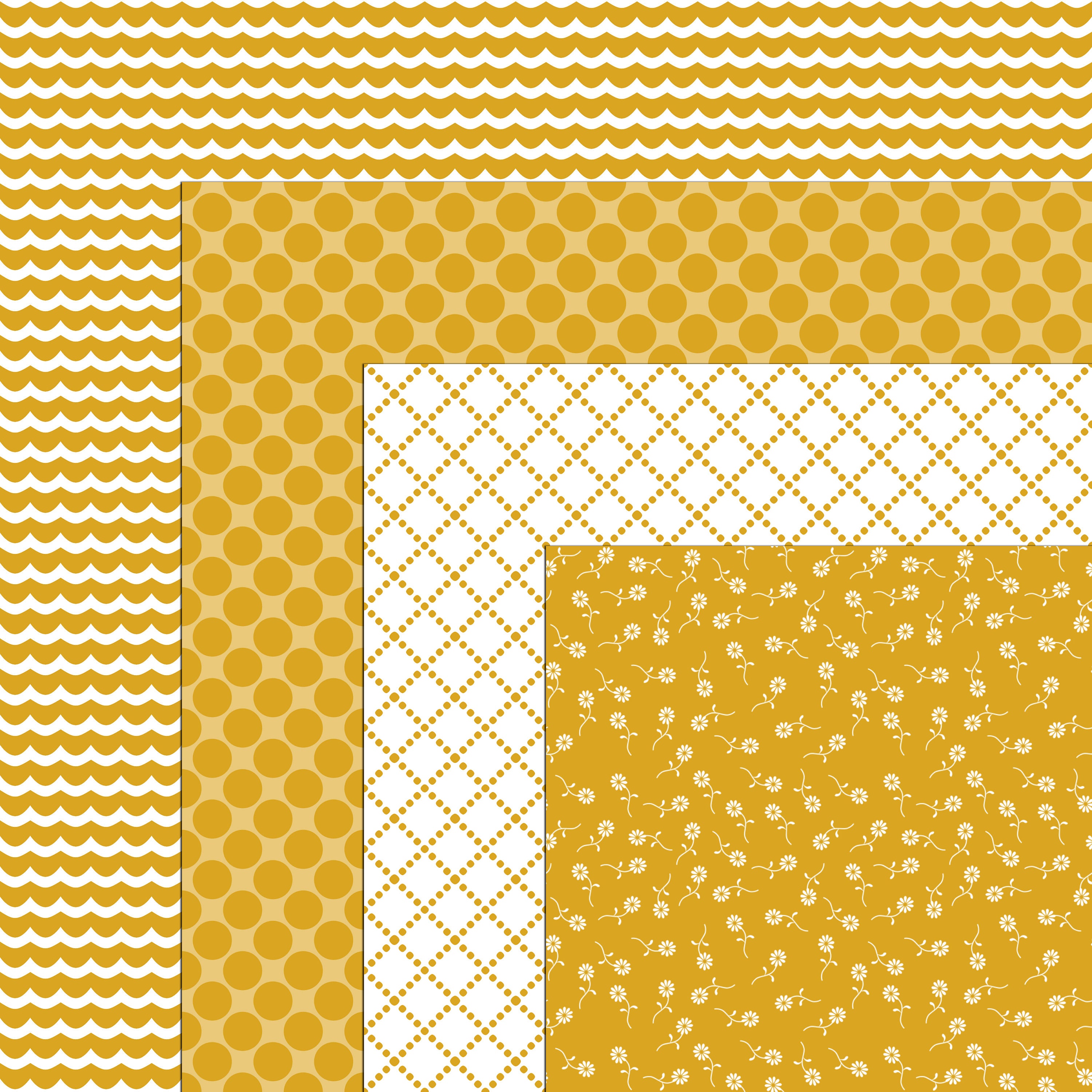 Goldenrod Yellow Digital Paper Pack. Seamless Yellow Scrapbook Paper ...