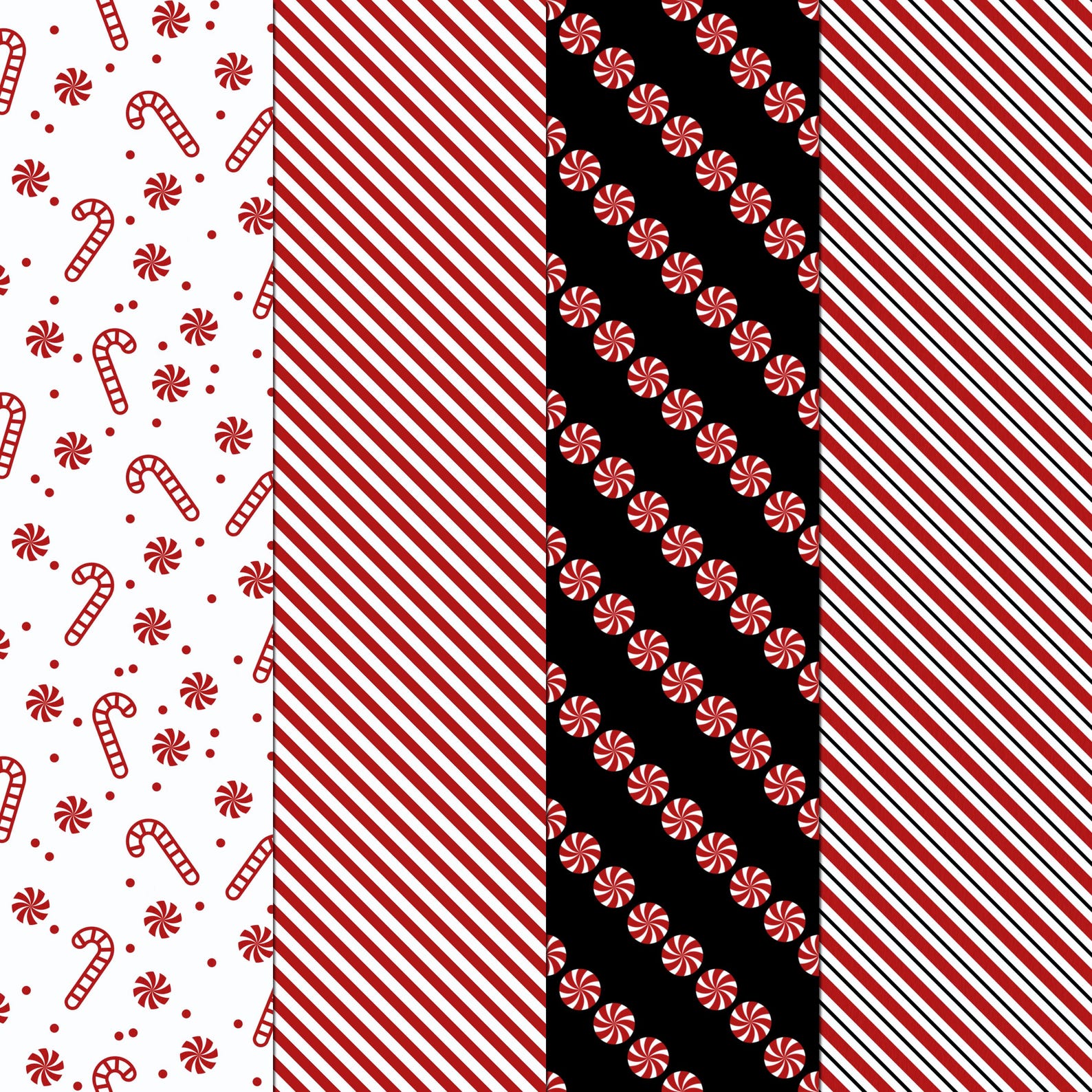 Peppermint Candy Digital Paper Pack: Christmas Scrapbook Patterns ...