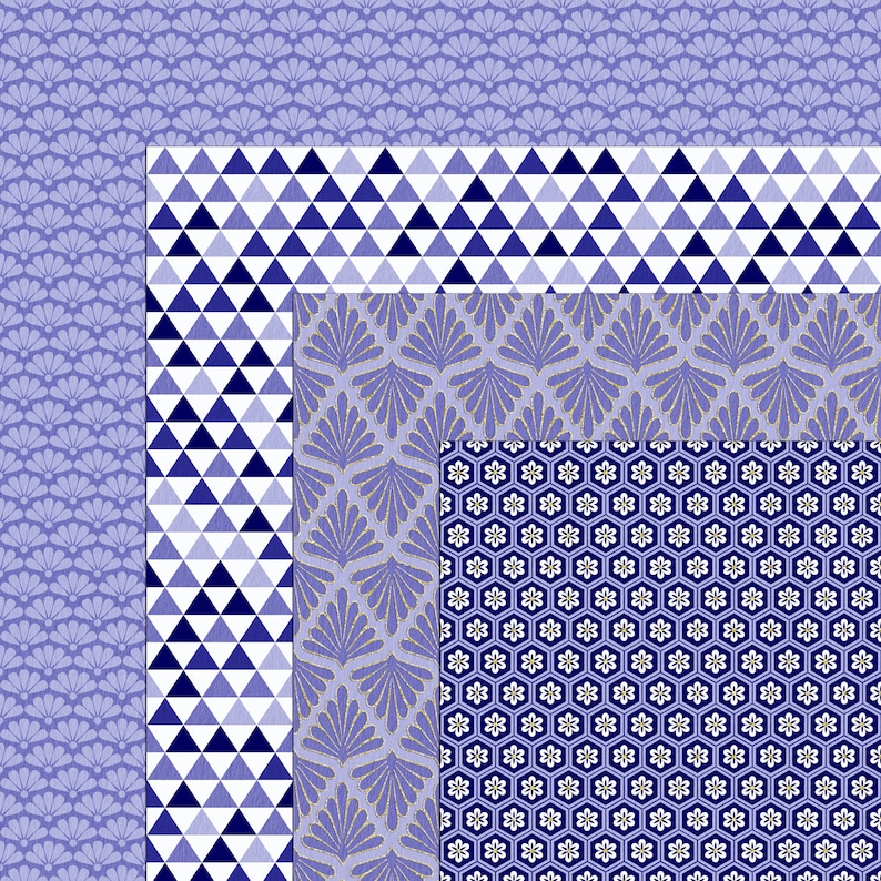 Japanese Patterns Digital Paper. Printable Wagara Patterns. Sayagata ...