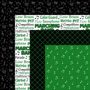 Green Marching Band Digital Paper Pack. Band Scrapbook Paper. Music ...