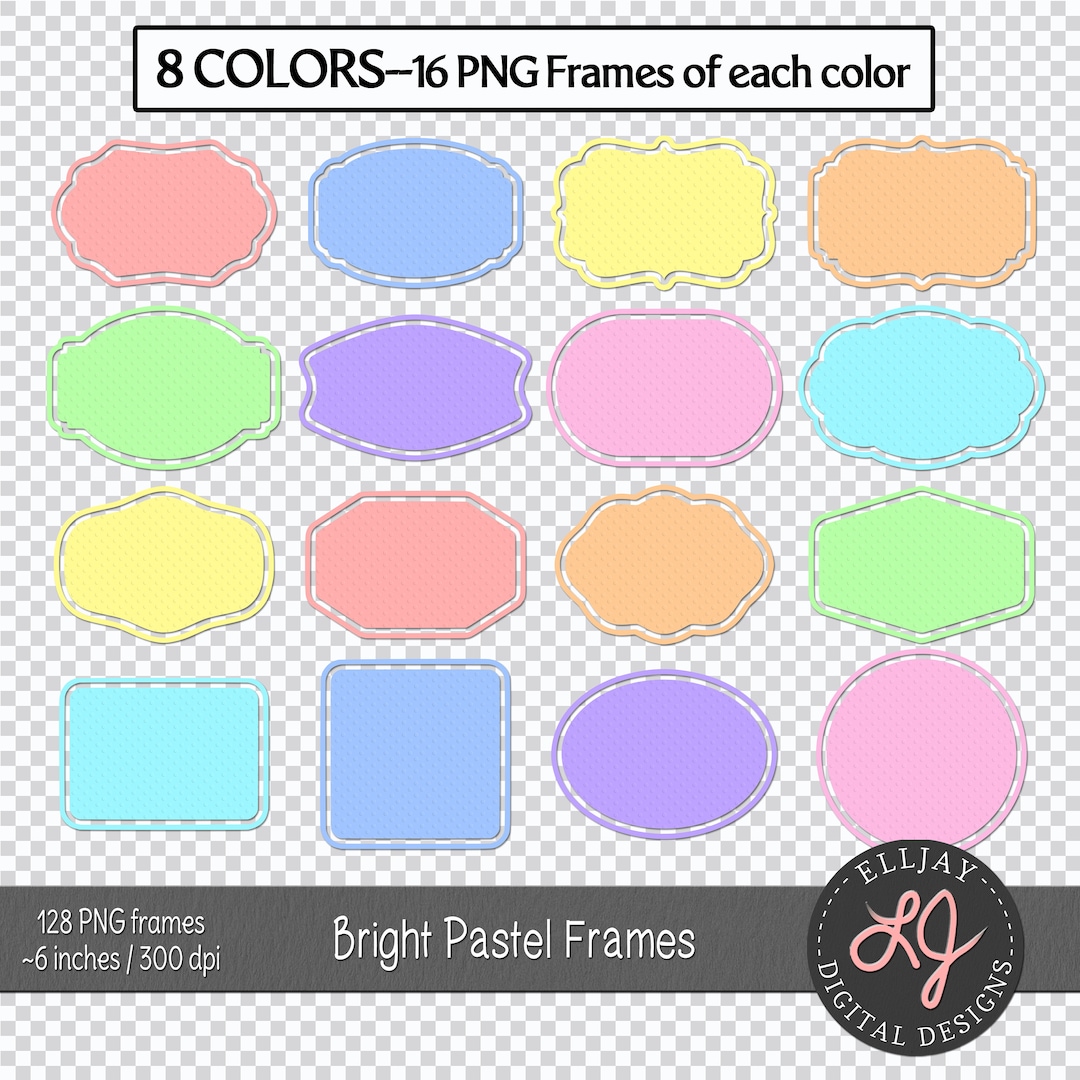 Pastel Polka Dot Frames Clipart: PNG Digital Labels (instant Download ...