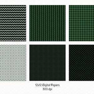 Black White and Green Digital Paper Pack. Patterns - Etsy