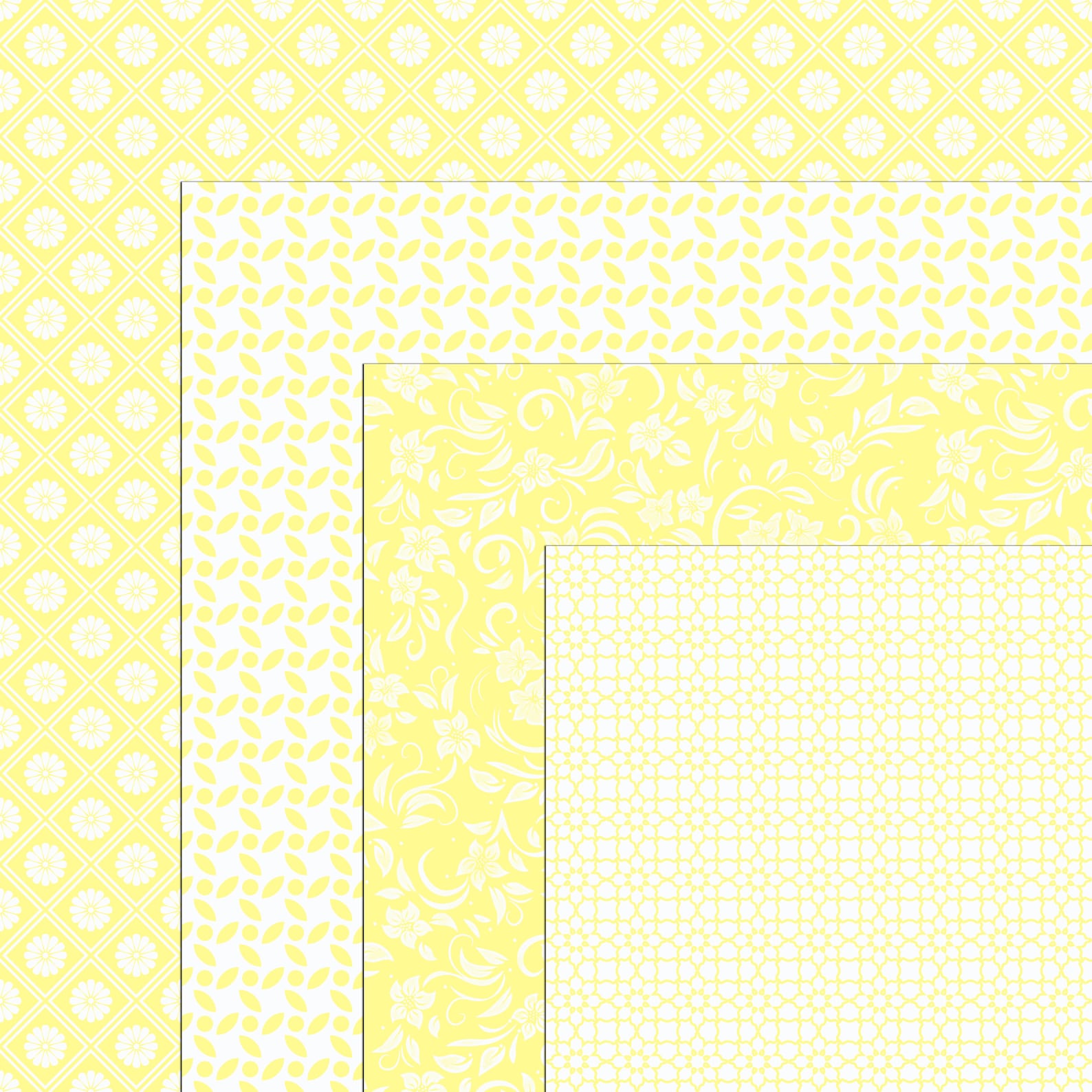 Pastel Yellow Floral Digital Paper Pack: 32 Seamless Patterns (instant ...