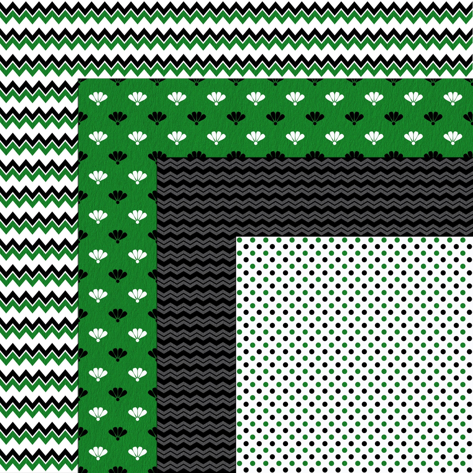 Green & Black Digital Paper Pack. Seamless Green Backgrounds ...