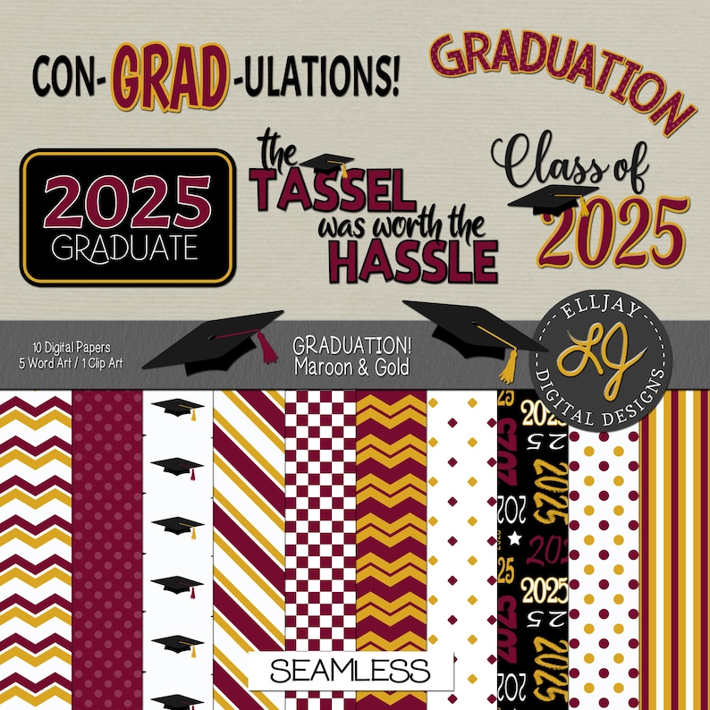 Maroon Gold 2025 Graduation Digital Paper. Class of 2025. Graduation ...