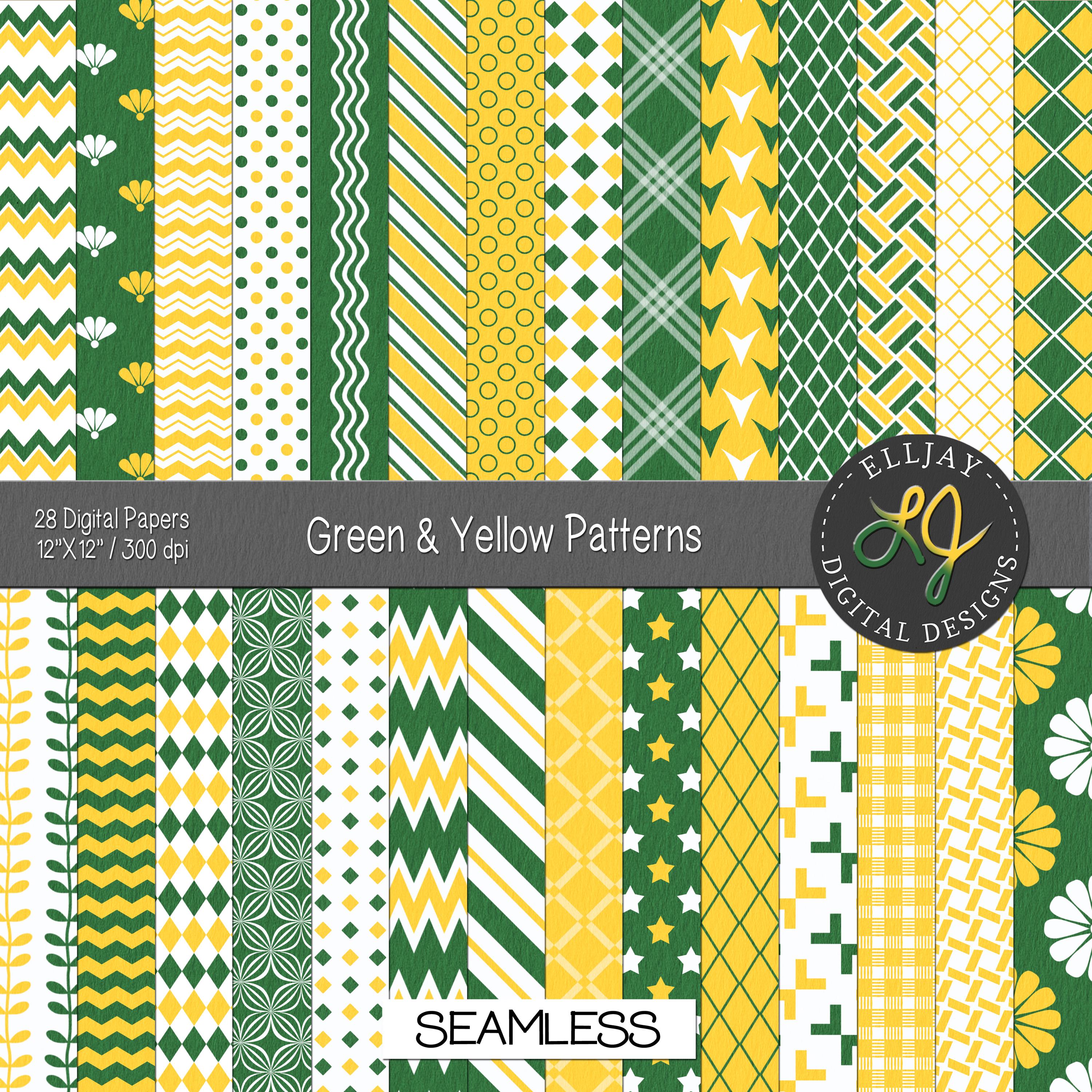 Green & Yellow Digital Paper With Light Texture for Scrapbooks, Crafts ...