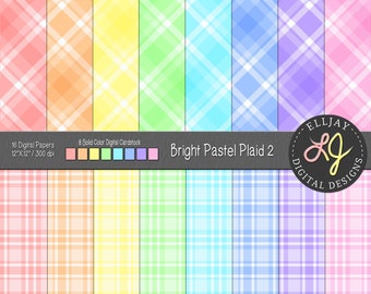 Pastel Plaid Digital Paper. Seamless Pastel Scrapbook Paper. Baby ...