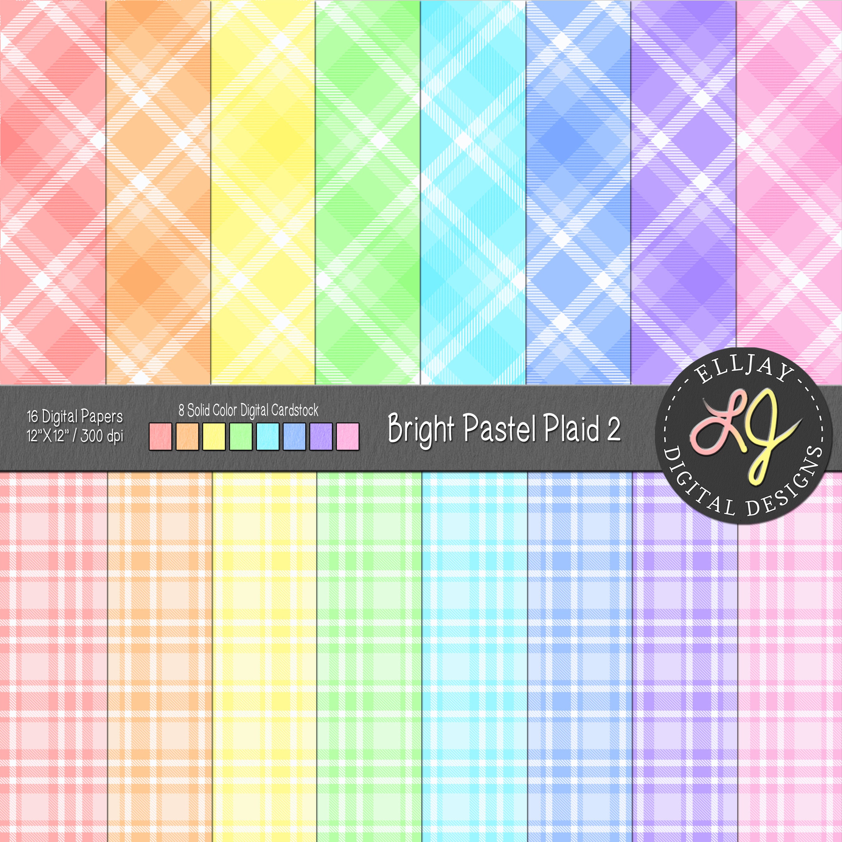 Pastel Plaid Digital Paper: Seamless Scrapbook Patterns (digital ...