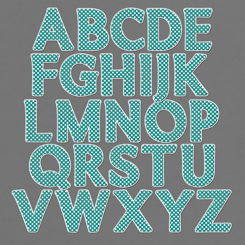 Teal Pattern Alphabet PNG Clipart: Scrapbook Graphics (digital Download ...