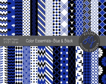 Royal Blue Digital Paper Pack | Mixed Pattern Scrapbooking Papers ...